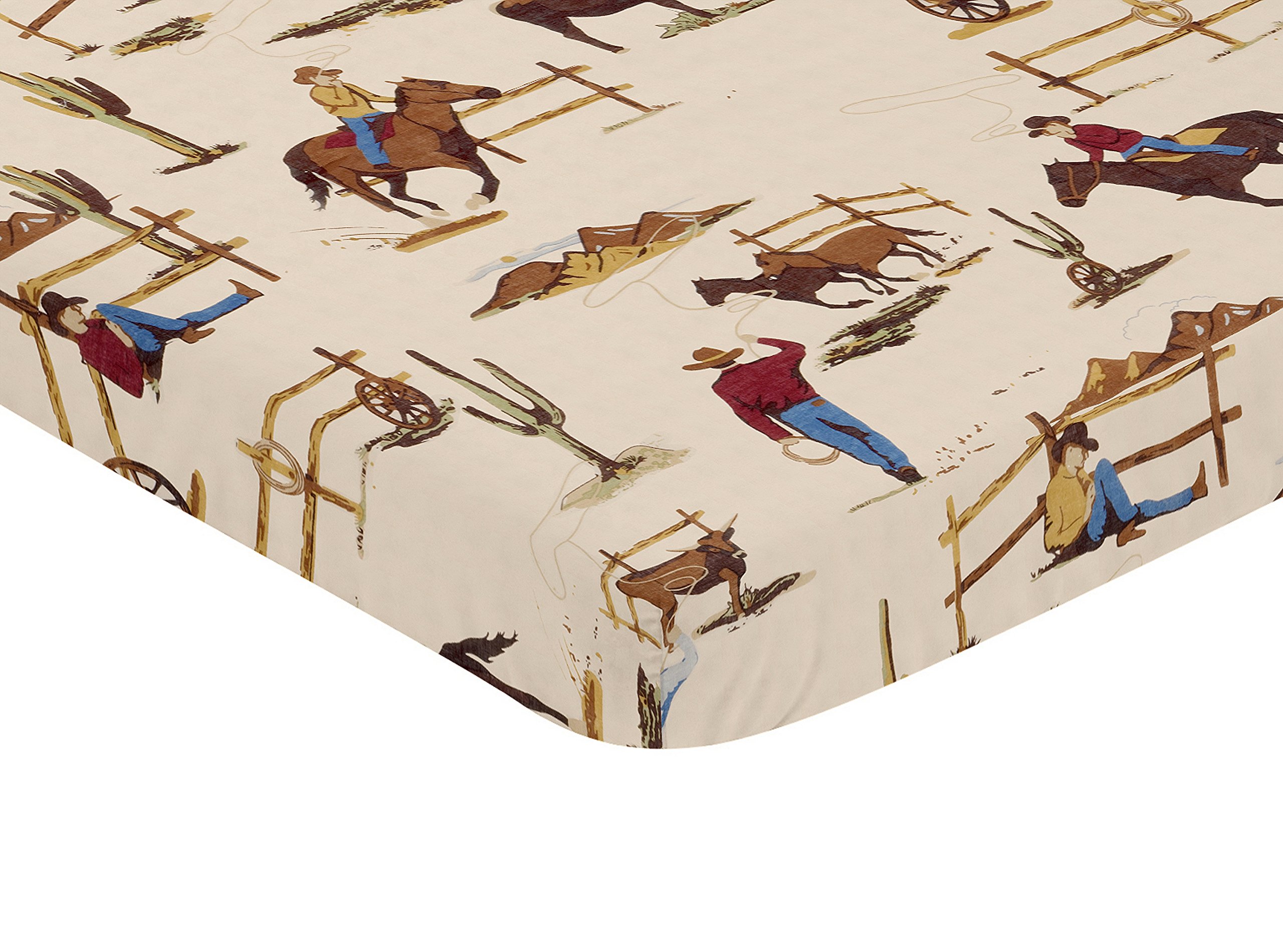 Sweet Jojo Designs Cowboy Western Baby Boy Fitted Mini Portable Crib Sheet for Wild West Collection - for Mini Crib or Pack and Play ONLY