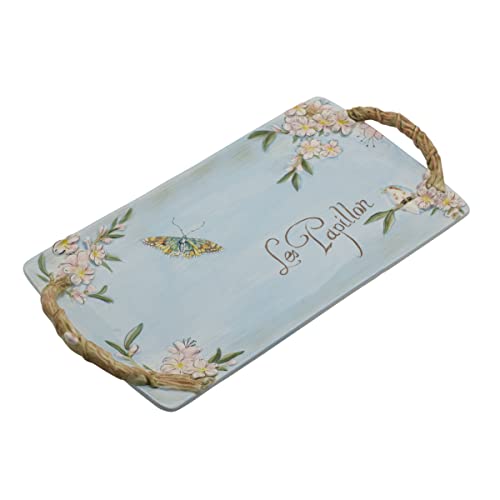 Fitz and Floyd Toulouse Handled Serving Tray, 14 Inch, Blue