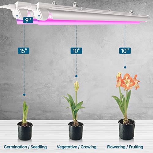Barrina LED Grow Light, 252W(6 x 42W) 4ft T8, Full Spectrum, V-Shape with Reflector, Linkable Design, Plant Lights for Indoor Plants, 6-Pack