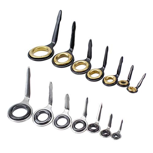 AFANGMQ 14pcs Set Mixed Sizes Fishing Rod Eyes Guides Line Rings Pole Tip Top Set Spinning Casting Rod Repair Kit Accessories Pesca