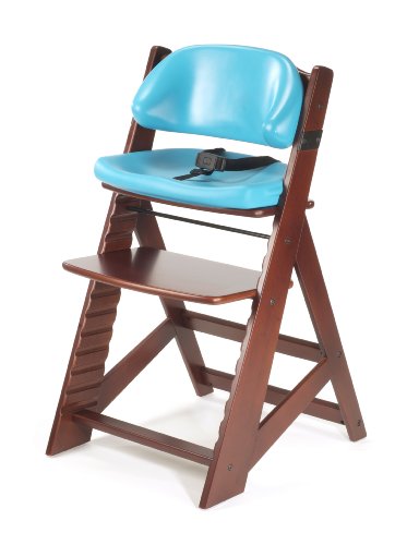 Keekaroo Height Right Kids High Chair with Comfort Cushions, Mahogany/Aqua (0055214KR-0001)