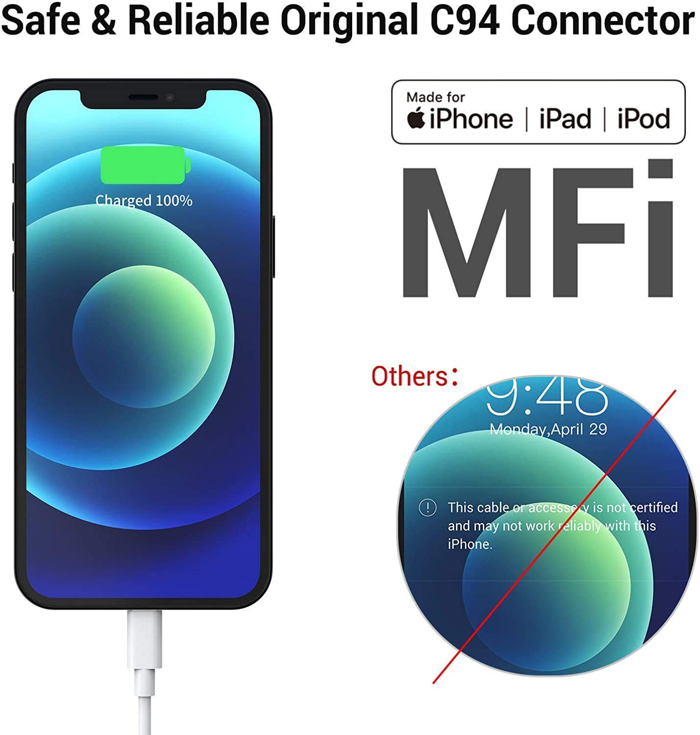 MFi Certified Lightning Cable - iPhone Charger Cable 3 Pack 6ft - ilikable Durable iPhone Charging Cable Cord for iPhone 14 13 12 11 Mini Pro XR Xs Max X SE 8 Plus 7 Plus 6S Plus iPad AirPods