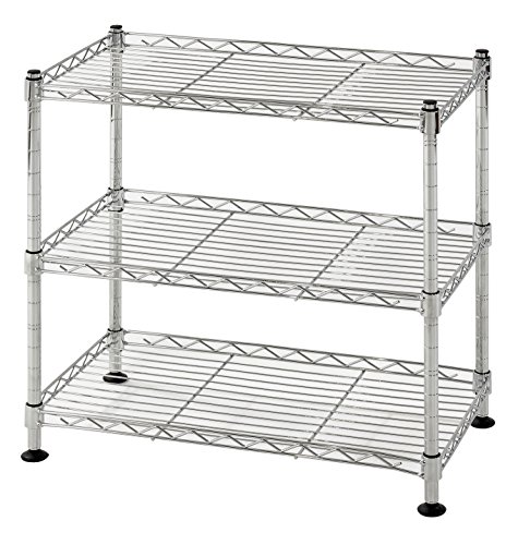 Muscle Rack WS181018-C Steel Adjustable Wire Shelving, 3 Shelves, Chrome, 18" Height, 18" Width, 264 lb. Load Capacity