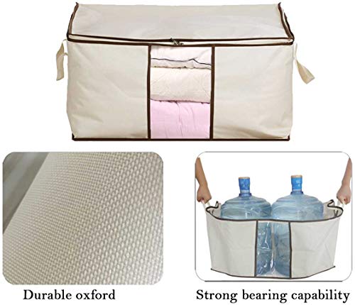 MISSLO Jumbo Zippered Storage Bags for Closet King Comforter, Clothes, Blanket Organizers Heavy Fabric Space Saver