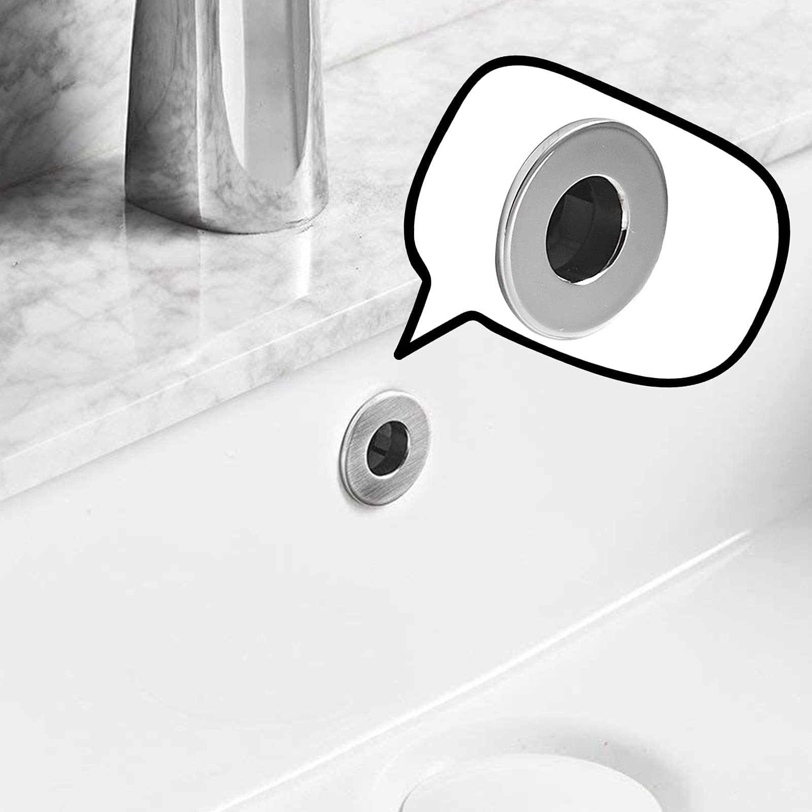 BWE Sink Basin Trim Overflow Ring Cover Brushed Nickel Bathroom Vessel Vanity Basin Bath Sink Brass Insert in Hole Round Caps