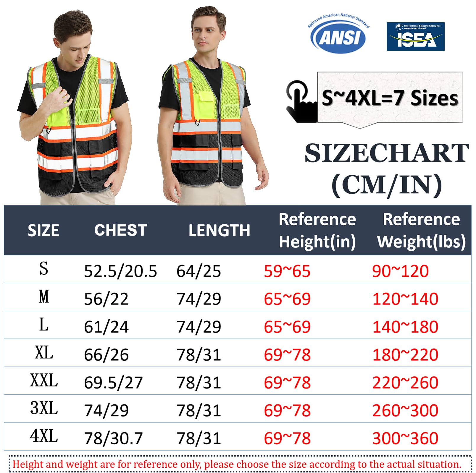 BeautyWill Custom Mesh Safety Vest Customized Logo Class2 High Visibility Reflective Vest with Pockets Construction workwear (Yellow Black,L )