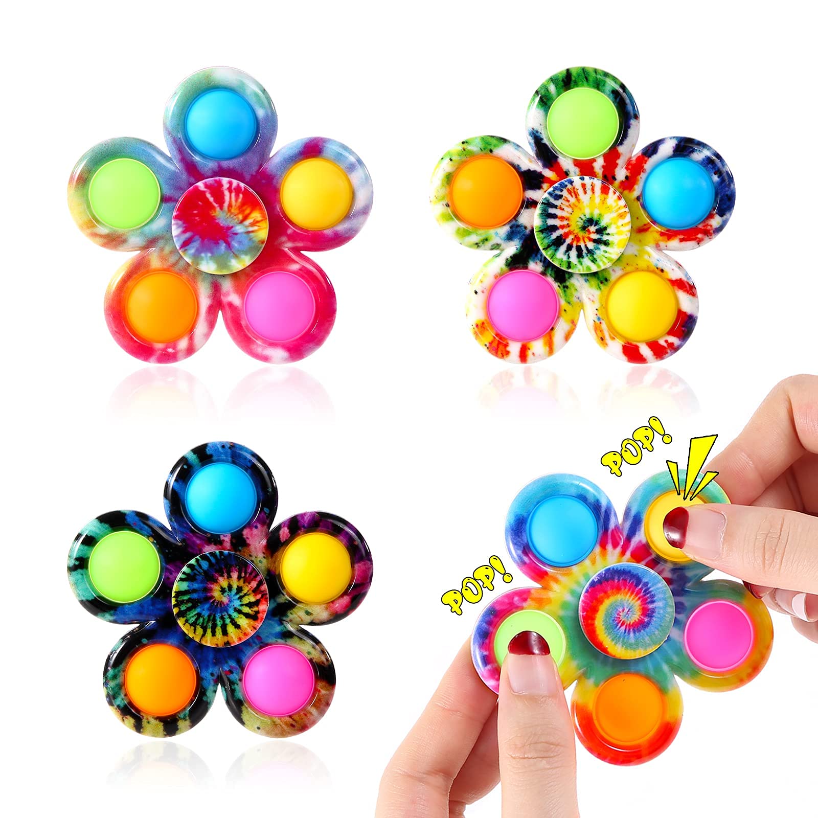 Fidget Spinner Bulk 4 Pack, Sensory Fidget Toys for Kids Adults, Fidget Spinners Anxiety Stress Relief, ADHD Autism Products Valentines Day Gifts for Kids Girls Boys Birthday School Classroom Prizes