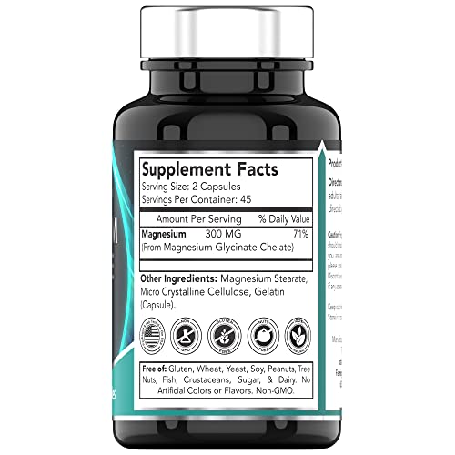 Chelated Magnesium Glycinate Capsules (300 MG x 90 Count) for Women & Men | AKA Magnesium Bisglycinate | Highly Absorbable | Calm, Sleep, Muscle, Nerve, & Stress Support* | by TNVitamins