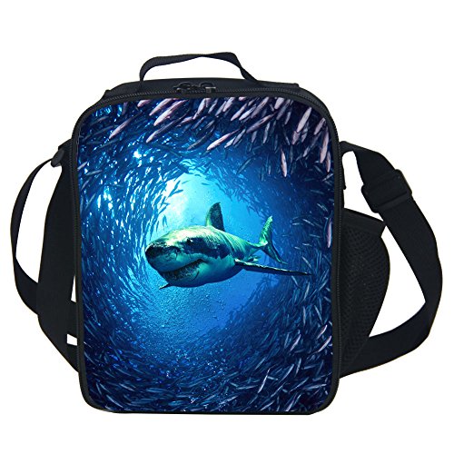 CAIWEI Animal Dinosaur Cat Shark Husky and Dolphin Insulated Lunch Box Cooler Bag (SHARK 1)
