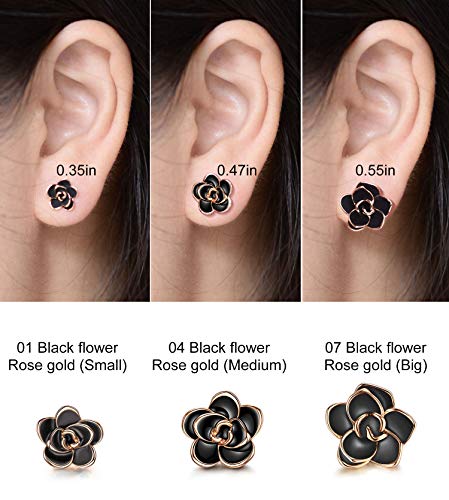Flower Stud Earrings Hypoallergenic for Women - 18K Gold Plated Rose Earrings for Sensitive Ears, Nickel Free