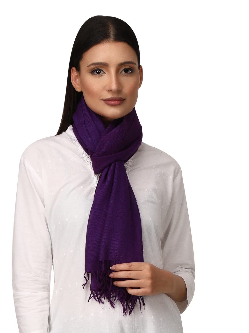 50% Cashmere & 50% Angora wool handmade super soft and warm pashmina scarves/stoles (DEEP PURPLE)