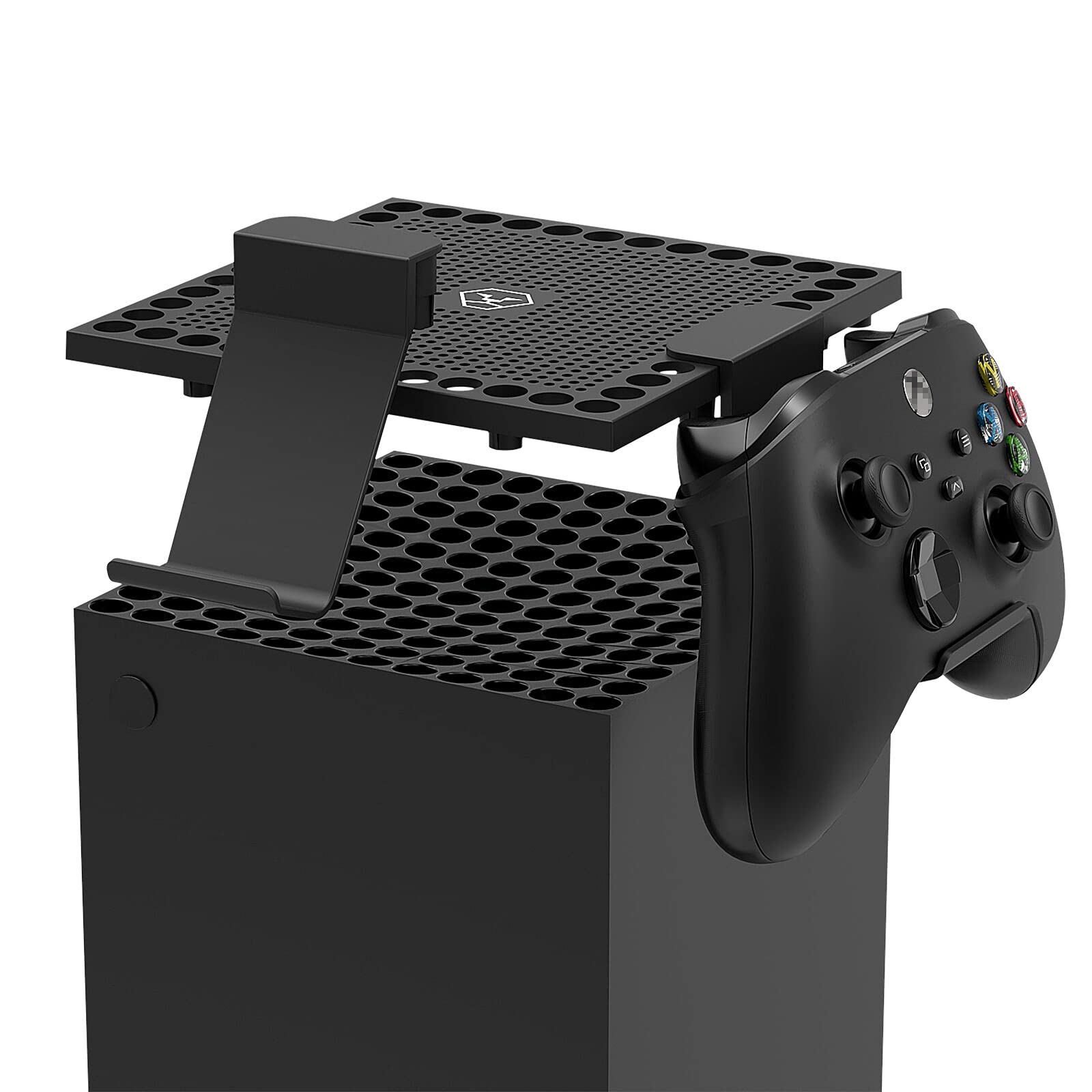 Controller Holder Mount Compatible with Xbox Series X with Dust Filter Cover, YUANHOT Mount for Controllers and Headset with Cooling Fan Filter Dustproof Cover Fan Grills