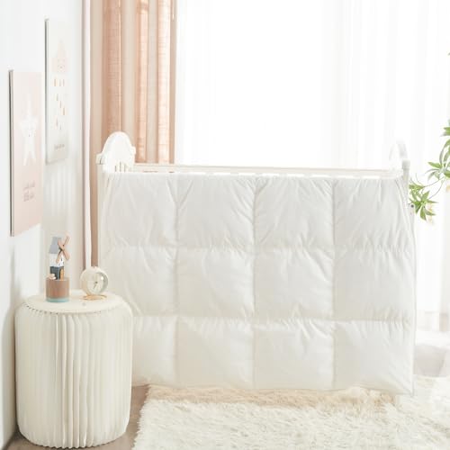 Toddler/Travel/Crib Goose Down Comforter Duvet/Blanket Multifunctional,100% Organic Cotton Washable Unisex Kids,All Season,White 33x43