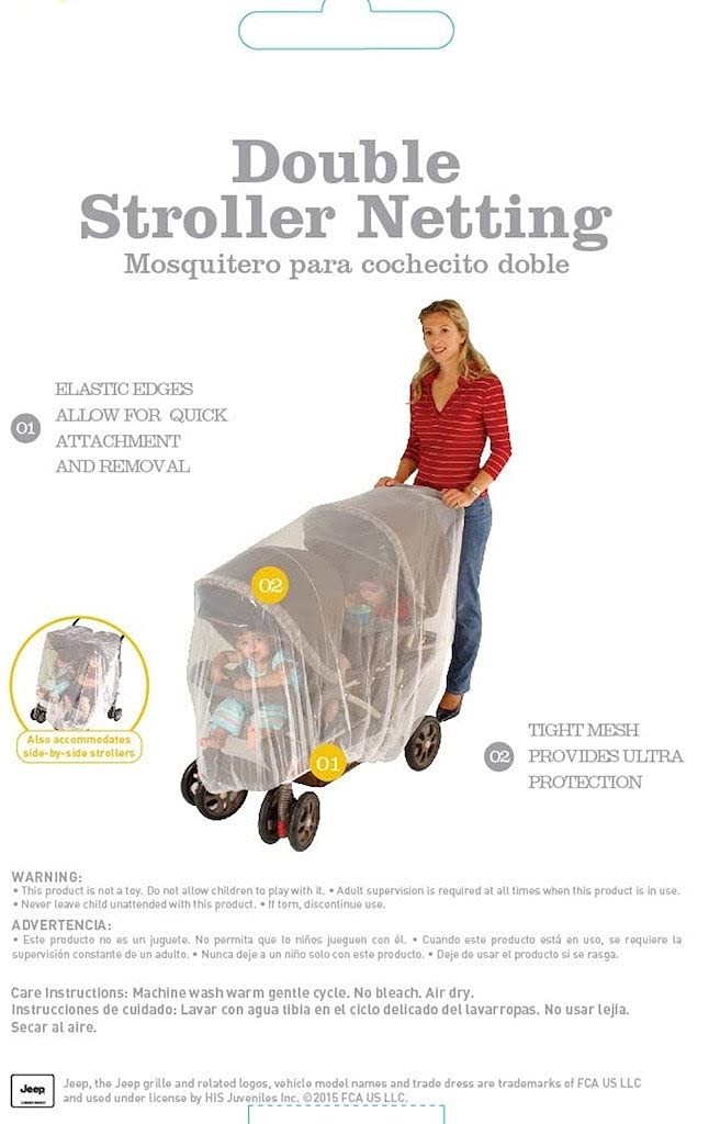 Jeep Double Stroller Mosquito Net, Tandem Stroller Net, Baby Net, Double Stroller Accessories, Mosquito Net for Baby Double Strollers, Tandem Stroller Bug Cover, White, Universal Size