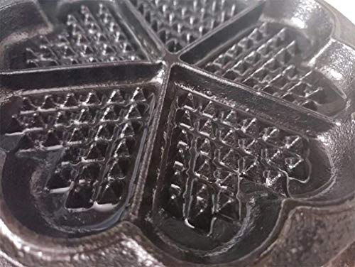 HAWOK Cast Iron Waffle Heart Shape Maker with Handle Hoder and Basting Brush…