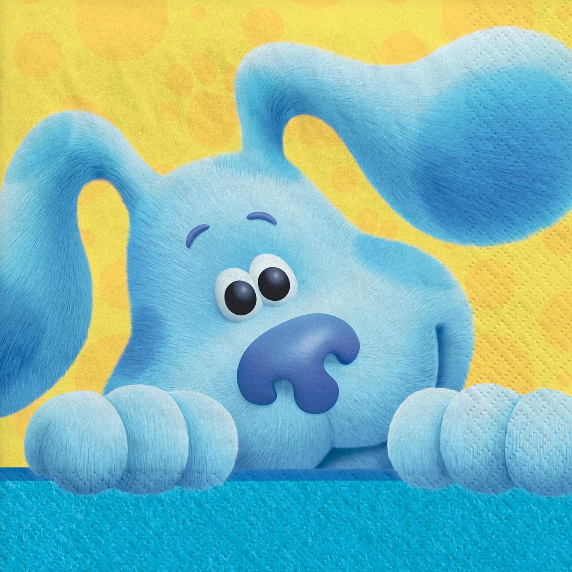 Amscan Blues Clues-Blue Party Supplies Pack Serves 16: 7" Plates Beverage Napkins Cups and Table Cover with Birthday Candles (Bundle for 16)