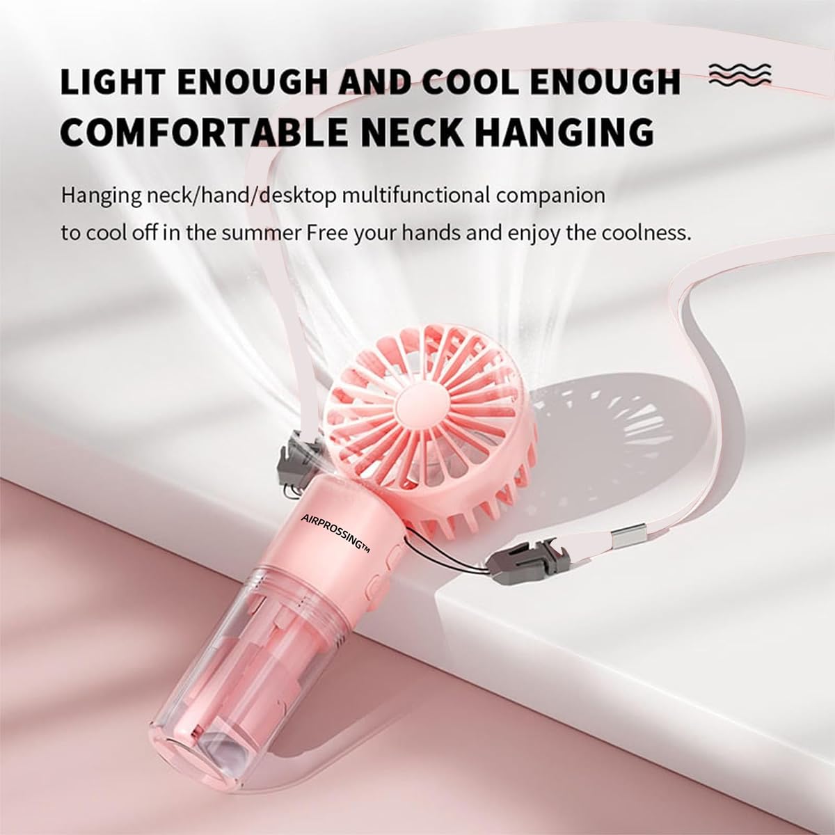 AIRPROSSING Portable Handheld Misting Fan,Rechargeable Battery Operated Spray Water Mist Fan Foldable,4 Speeds,Small Personal Cooling Fans for Outdoor,Travel, Makeup, Home, Office, Camping (white)