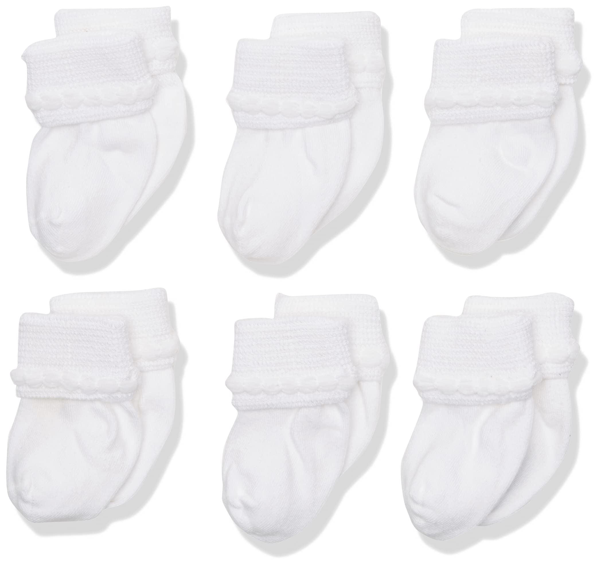 Jefferies Socks Baby Newborn Bubble Stitch Rock-a-bye Bootie 6 Pair Pack Socks, White, Newborn