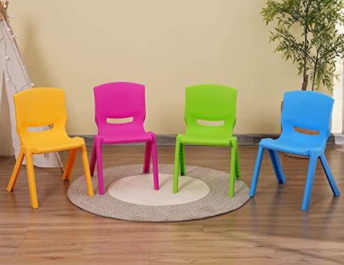 Domi Kids Chair,Children Lightweight Plastic 4 Chairs Set with 11.8" H Seat for Playrooms,Preschool,Toddlers(Enlarge Size