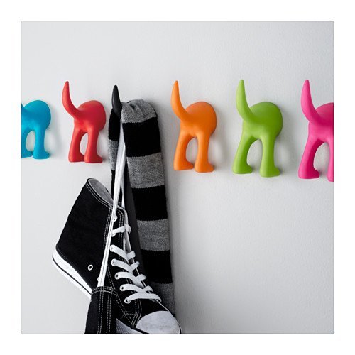 IKEA Set of 3 Dog Tail Hooks Hat Coat Key Wall Mounted Hanger (Blue)