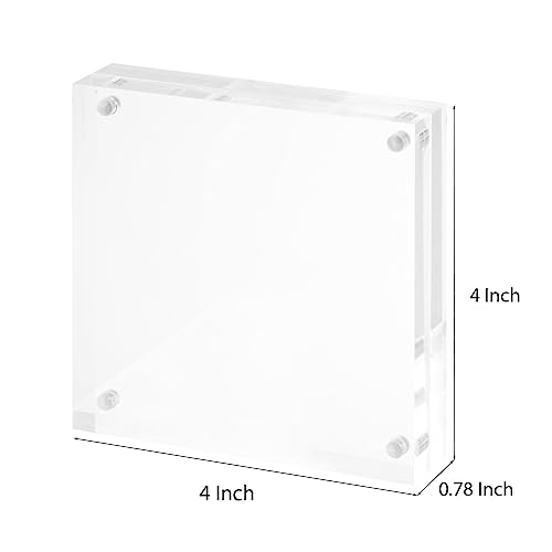 Fixwal Acrylic Picture Frame, 4x4, Set of 3, Magnetic Photo Frame, Wedding Table Numbers, 10mm Clear Glass Frame, Frameless Photo Frame