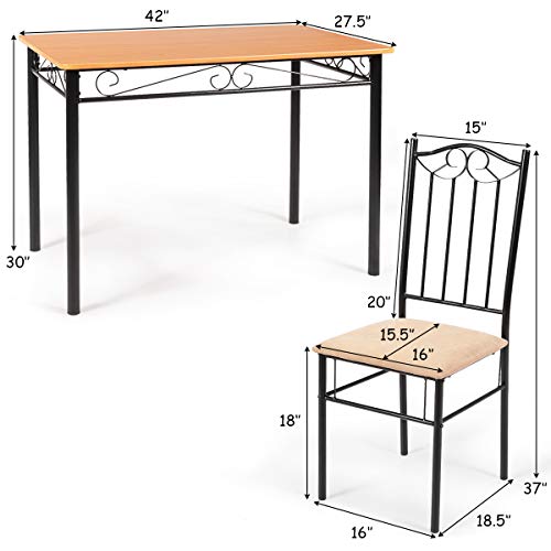 Tangkula 5 Piece Dining Table Set, Vintage Wood Top Padded Seat Dining Table and Chairs Set, Home Kitchen Dining Room Furniture