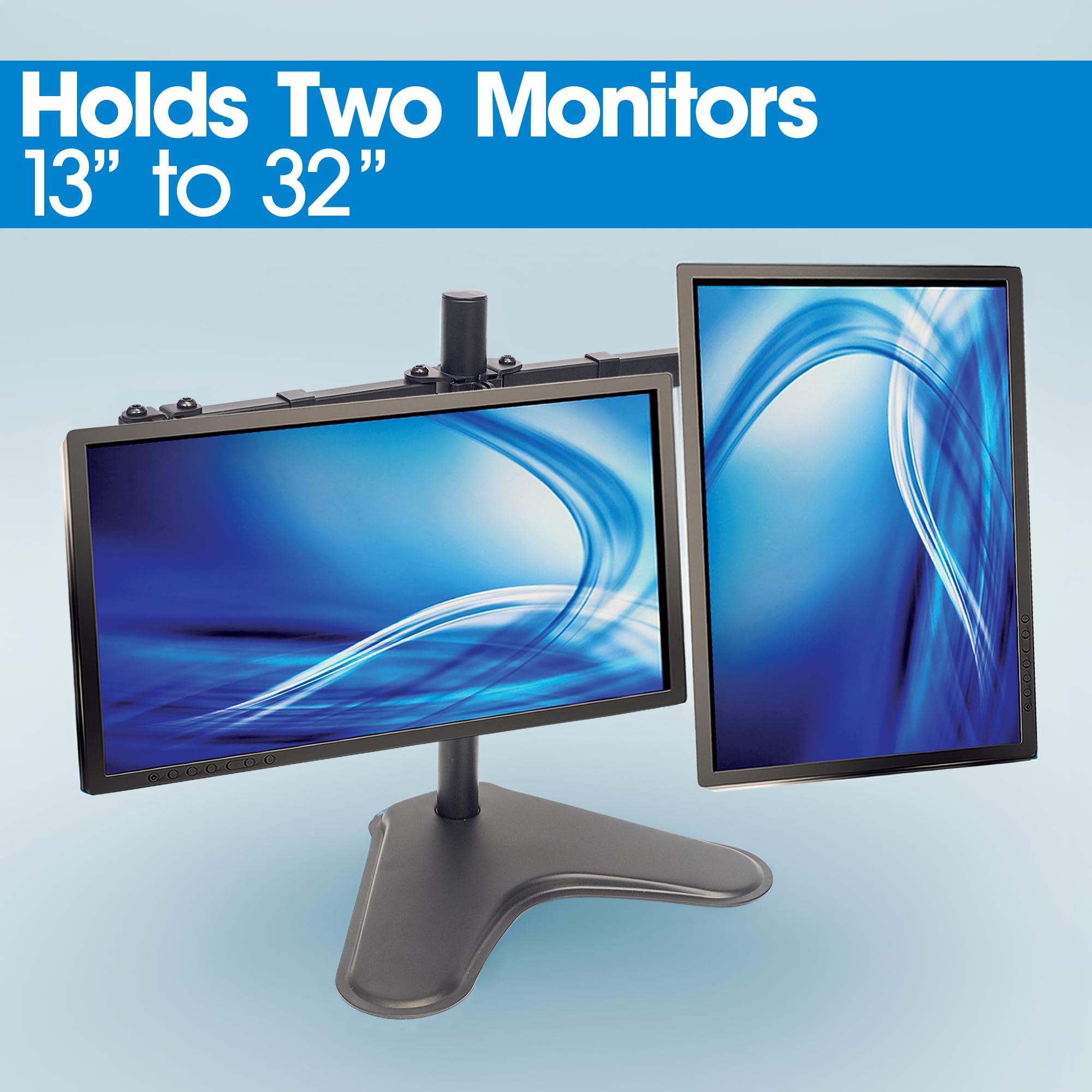 MANHATTAN Universal Dual Monitor Stand with Double-Link Swing Arms Holds Two 13" to 32" LCD Monitors up to 8 Kg (17 Lbs.), Black