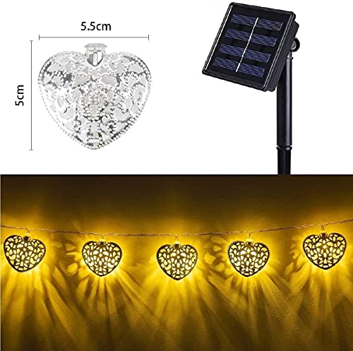YUEWEIWEI Solar String Outdoor Garden Light Rustproof Silver Heart Shaped LED Light 20 LED Solar Fairy Tale String Light Garden Light Home Decoration