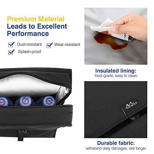 MoKo Insulated Lunch Bag, Reusable Cooler Tote Bag, Collapsible Multi-use Lunch Box, Thermal Lunch Sack with Zipper Closure for Travel Picnic Office, Black