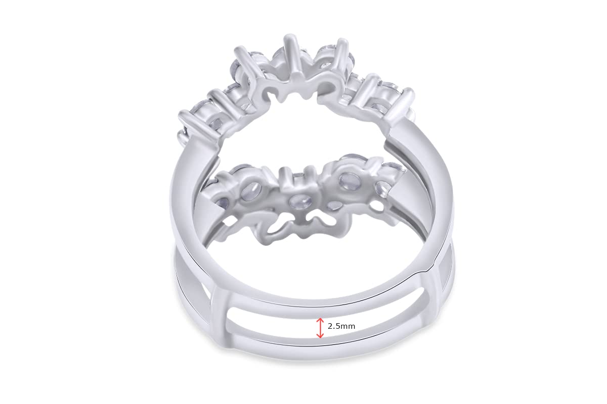 AFFY 1 Carat Round Sunburst Halo Ring Guard Enhancer in 14k White Gold Plated 925 Sterling Silver with Cubic Zirconia Ring Size-6