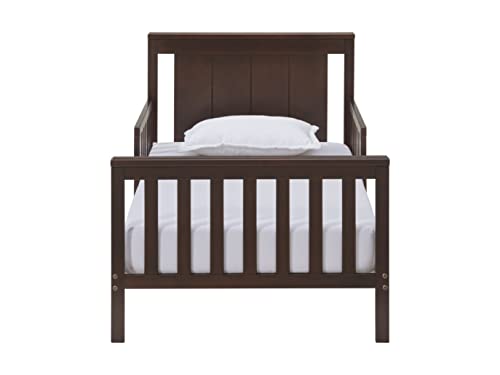 Oxford Baby Lazio Wood Frame Toddler Bed with Guardrails and Straight-Line -Headboard, Snow White