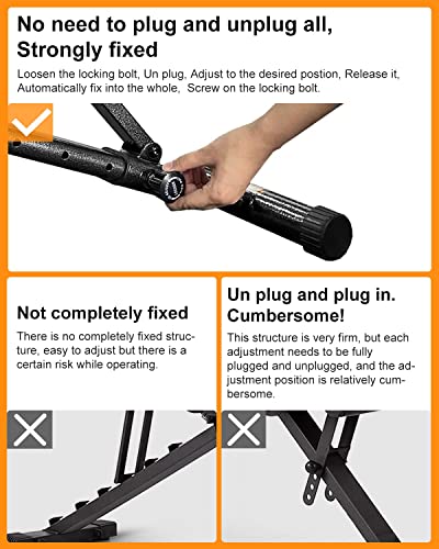 BARWING 10-5-4-2 Weight Bench Adjustable Exercise | 800 LB Heavy Incline Decline Bench Press for Home Gym More Stable and Posture Adjustments | 5 Min Easy Assembly Foldable Training Lifting Bench | Dragon Flag Handle for Abdominal Arm Workout