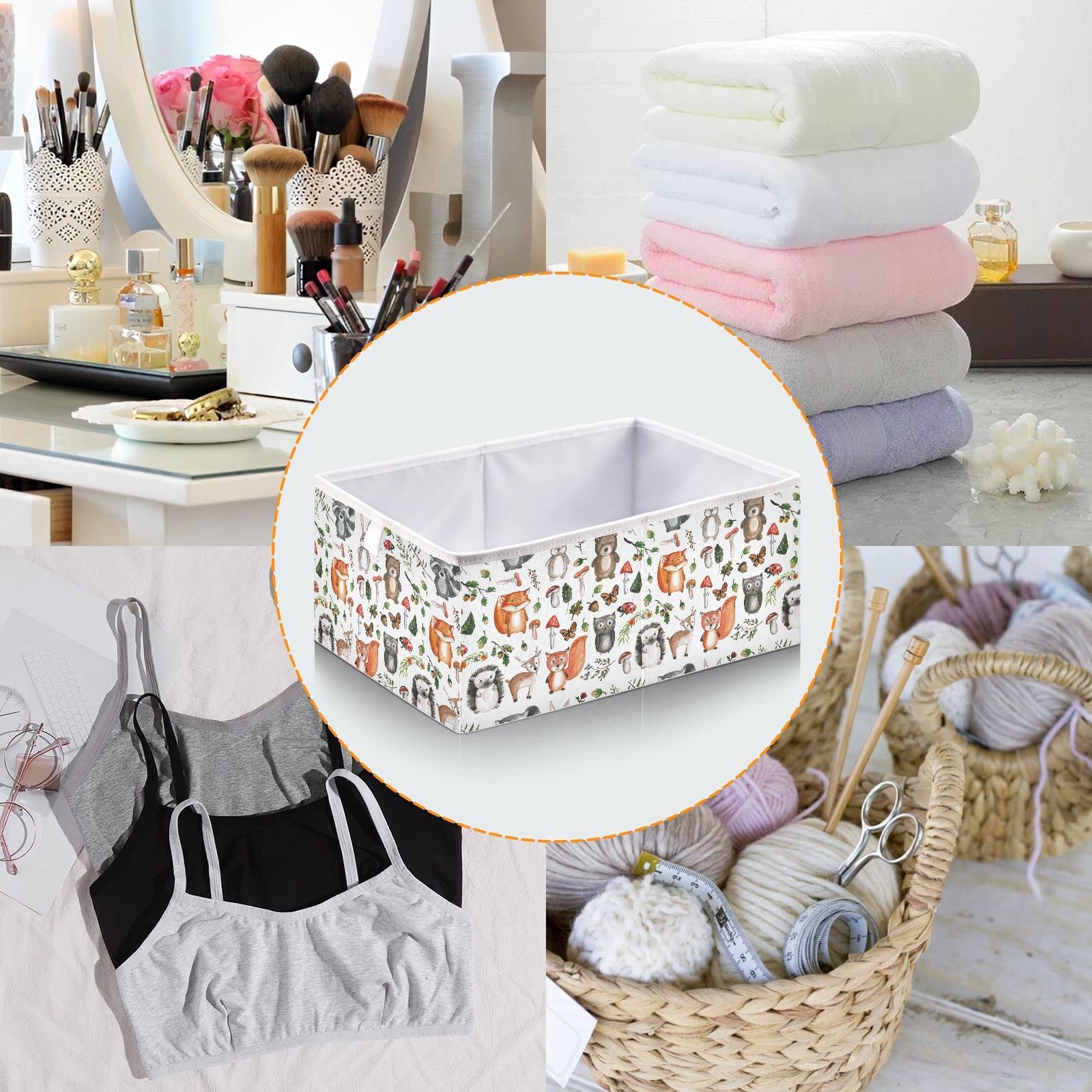 senya Large Storage Bins Woodland Animals Collapsible Foldable Storage Cubes Fabric Basket Closet Organizer Containers Box for Home Bedroom Office 11 x 11 x 11in