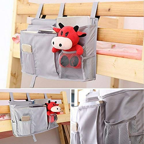 Corodo Bedside Caddy, Bedside Organizer for Dorm Bed, Bunk Bed Caddy with 8 Pockets for Baby Bed, Hospital Beds, Grey