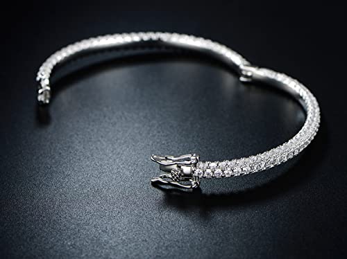 Barzel 18K Gold Plated Crystal Bling Eternity Bangle Bracelet (Silver)