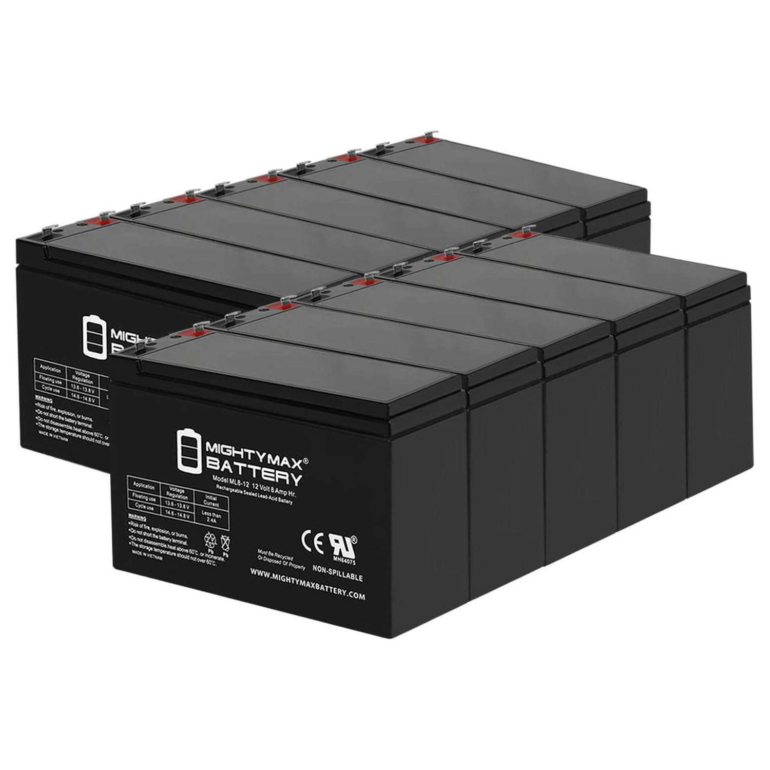 Mighty Max Battery 12V 8Ah Compatible Battery for APC SYBT5 UPS - 10 Pack