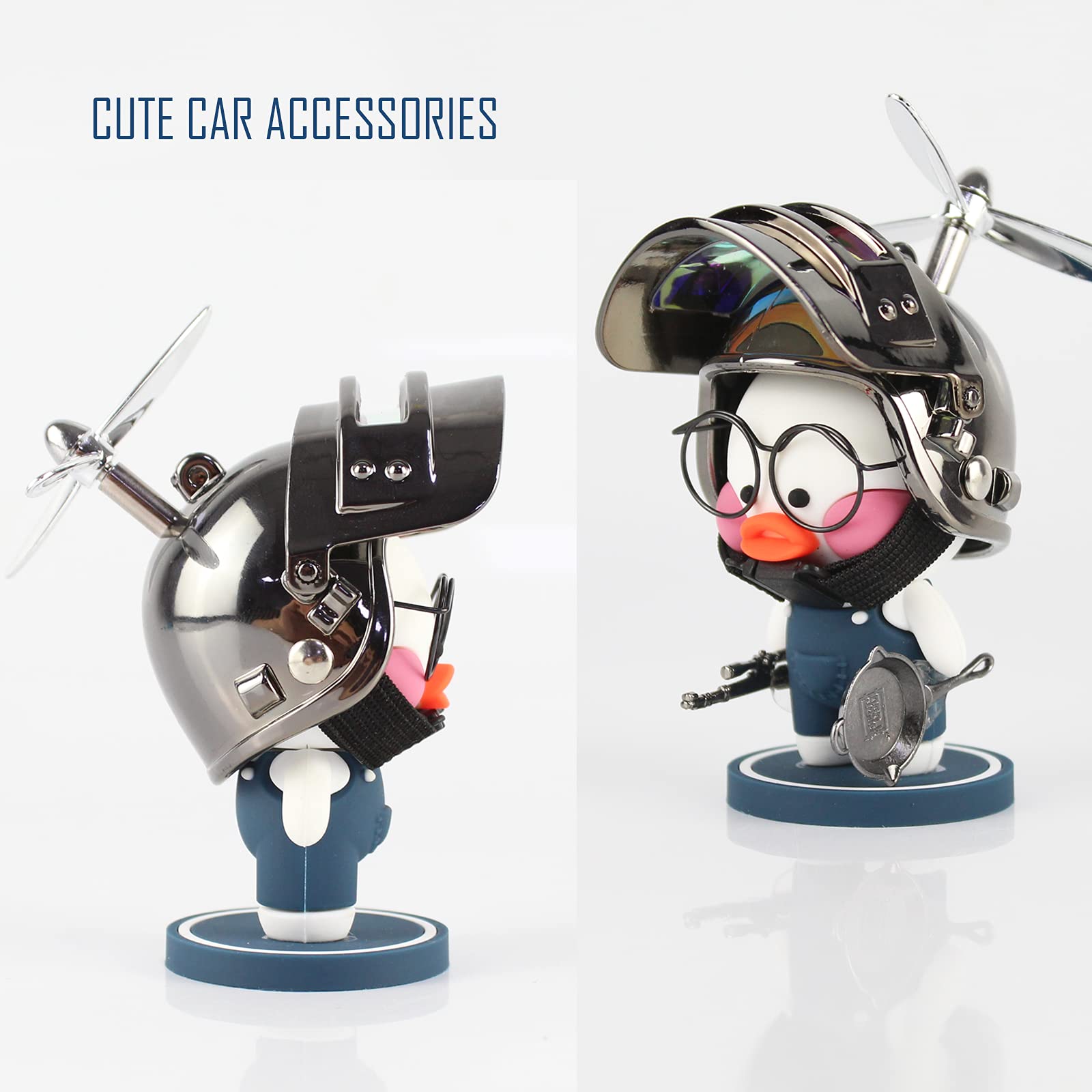 Collyon Car Dashboard Ornament Cute Rubber Duck,Office Car Cab Ornaments,Cool Spectacled Duck