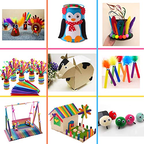 MOISO Kids Crafts and Art Supplies Jar Kit - 560+ Piece Set - Make Bracelets and Necklaces - Plus Glitter Glue, Construction Paper, Colored Popsicle Sticks, Google Eyes, Pipe CleanersâŚ