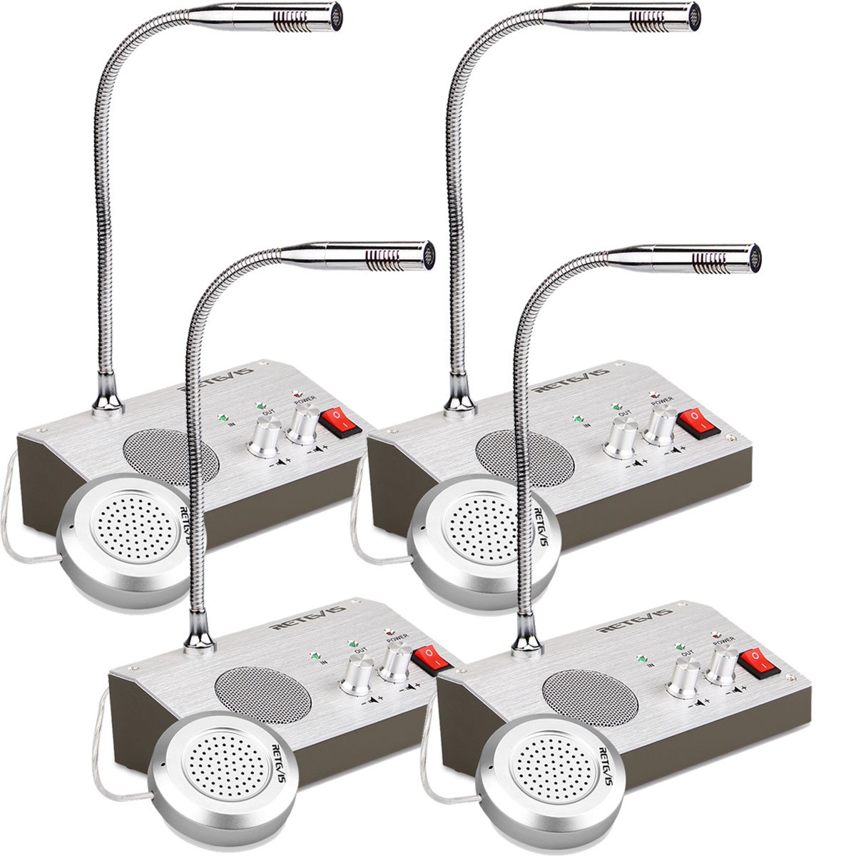 Retevis RT-9908 Window Speaker System,Intercom System,Two Way Voice Transmission,High Power Speaker for Bank,School,Store(4 Pack)