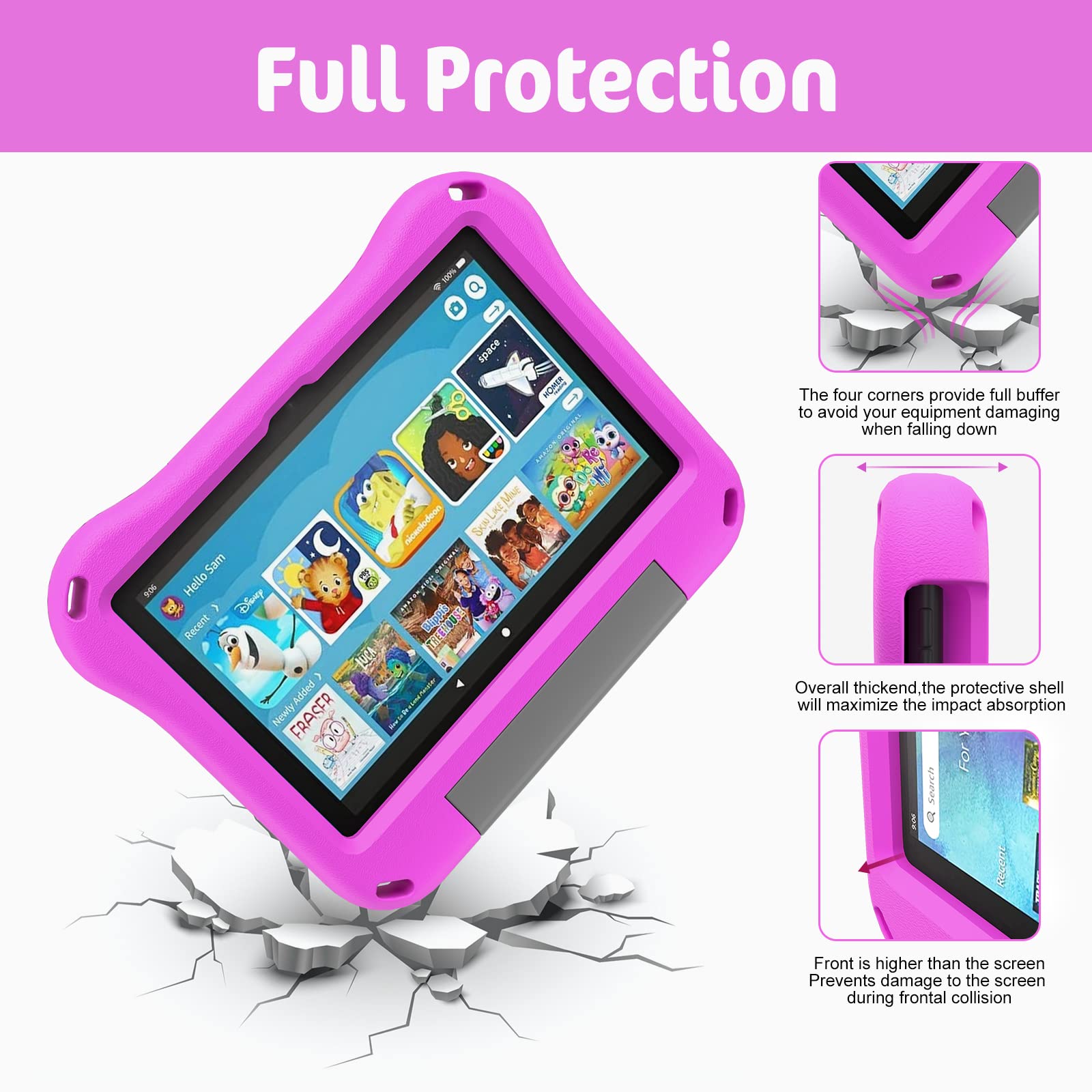 All New Fire HD 8 Tablet Case, Ubearkk Shock-Proof Kids Friendly Protective Back Cover Cases with Foldable Stand Holder Compatible with Fire HD 8 & HD 8 Plus Tablet(2020 Release 10th Generation)