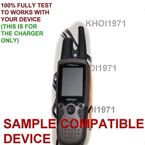 KHOI1971 CAR Charger Adapter Compatible with Garmin RINO Grey Black-Trim 530HCX 530 (Round Power TIP Connector -USE with The Battery Clip