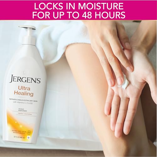 Jergens Ultra Healing Dry Skin Moisturizer, Body and Hand Lotion for Dry Skin, for Quick Absorption into Extra Dry Skin, with HYDRALUCENCE blend, Vitamins C, E, and B5, 32 Ounce