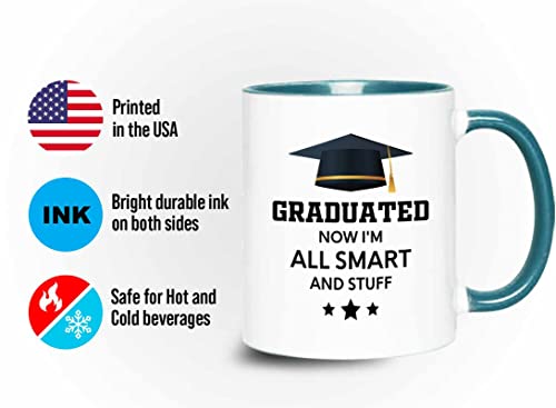 Flairy Land Graduation 2Tone Green Mug 11oz - All Smart and Stuff - Graduation Gifts for Her Senior Graduation College Student College Graduate Classmate MBA Grad
