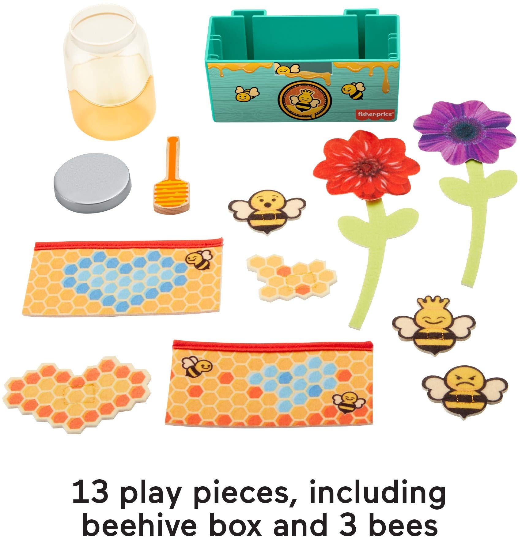 Fisher-Price Backyard Beekeeper, 13-piece pretend beehive play set for preschool kids ages 3 years and up