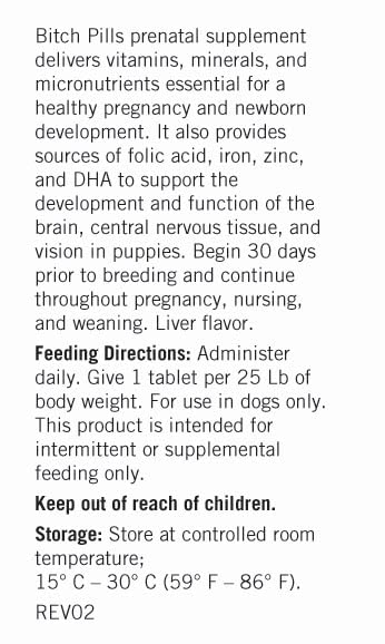 Bitch Pills | Dog Prenatal Vitamins | Prenatal Vitamins for Dogs | Prenatal for Dogs | Thomas Pet Earlier | 120 Tablets
