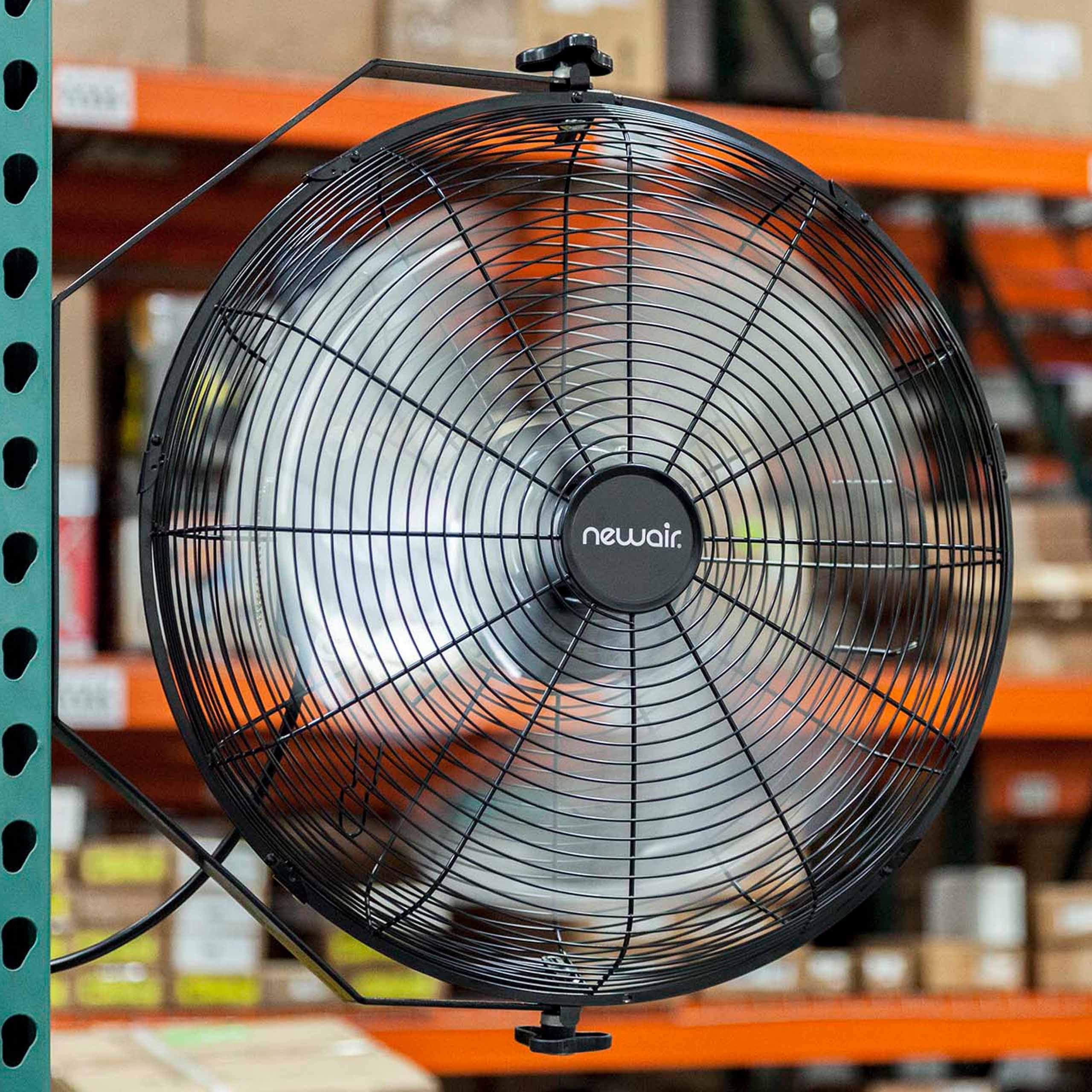 Newair Wall Mounted Fan | 18" Air Fan | High Velocity Blade Fan | 3 Speed Settings | Heavy Duty Fan For Industrial Use | Portable Shop Fan | Black | WindPro18W