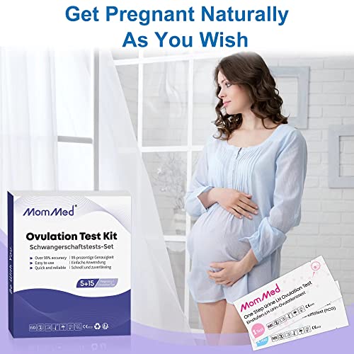 MomMed 15 Ovulation Test Strips and 5 Pregnancy Test Strips Combo Kit,Pregnancy Tests and Ovulation Predictor Kit,Accurately Track Ovulation and Detect Early Pregnancy
