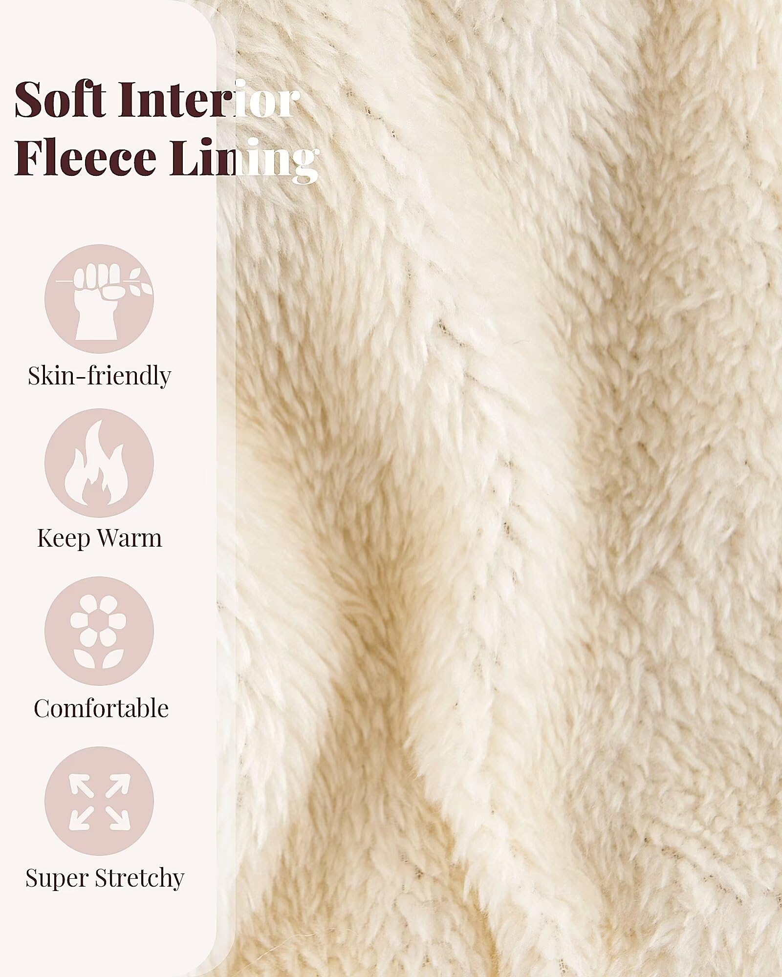 Alepo Womens Winter Beanie Hat, Warm Fleece Lined Knitted Soft Ski Cuff Cap with Pom Pom(Beige)