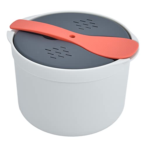 Haosie Microwave Rice Cooker, 2L Microwave Cookware, 7.3x7.3x5.1in Rice Steamer, Household Steam Pot, Microwave Rice and Pasta Cooker Portable Oven Rice Maker Set Kitchen Cookware(Orange)
