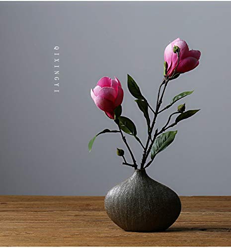 NEWQZ Decorative Vase, Small Black Ceramic Vase for Tabletop Decor, Stoneware for Floral Flower,4.7" H
